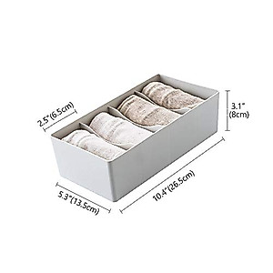 Lunmore 4 Grid Socks Underwear Drawer Organizer Divider, Cabinet Closet Organizer Storage Boxes for Socks, Underpants, Ties Set of 3