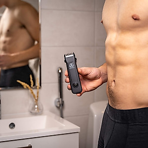 Downtown Trimmer, Electric Groin Hair Trimmer & Body Trimmer for Men, Replaceable Ceramic Blade Heads, Rechargeable, Waterproof, Elite Male Hygiene Machine