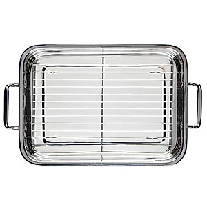 Farberware Classic Traditions Stainless Steel Roaster/Roasting Pan with Rack, 17 Inch x 12.25 Inch