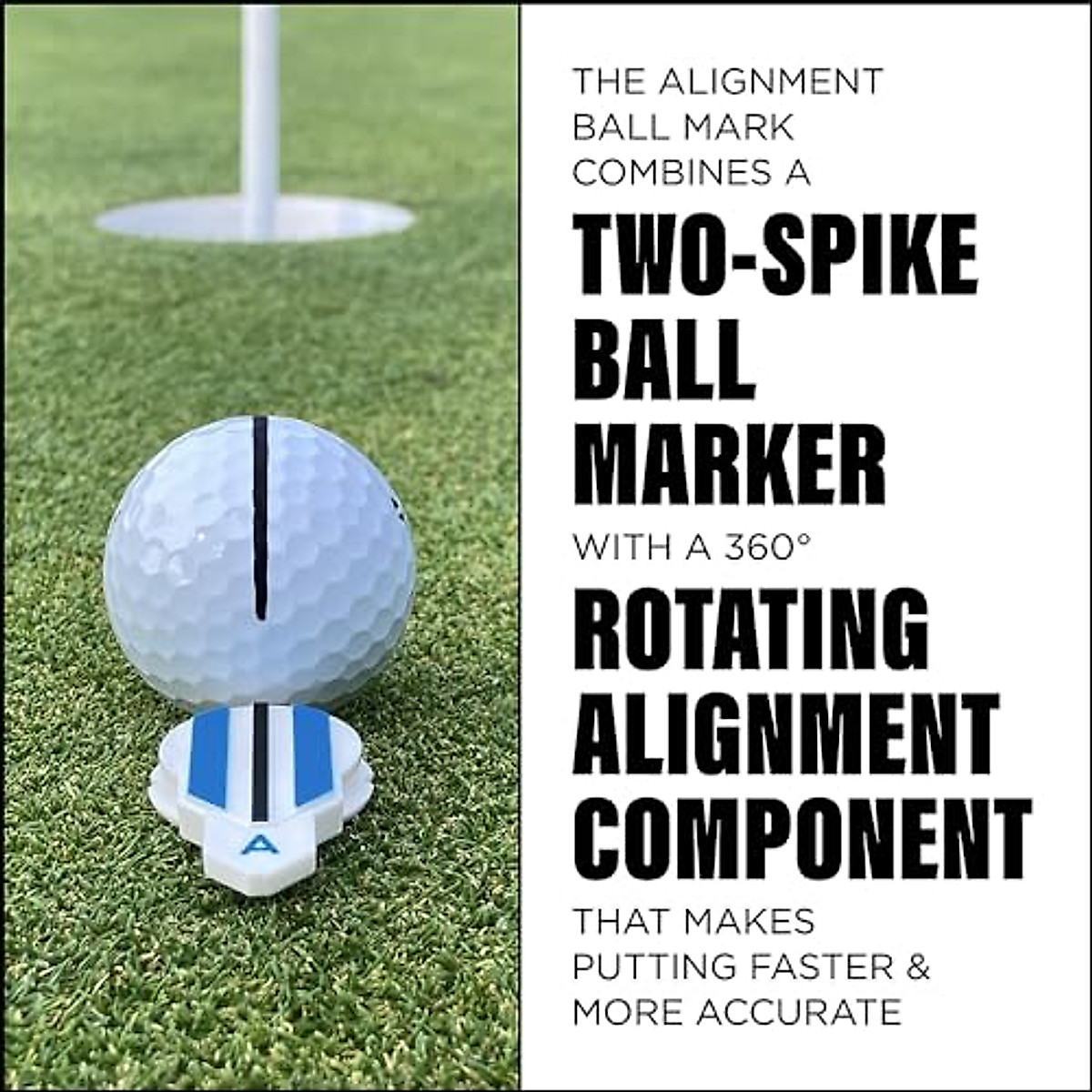 Alignment Ball Mark - Aligning Golf Ball Marker - Rotates for Aiming - Improves Accuracy