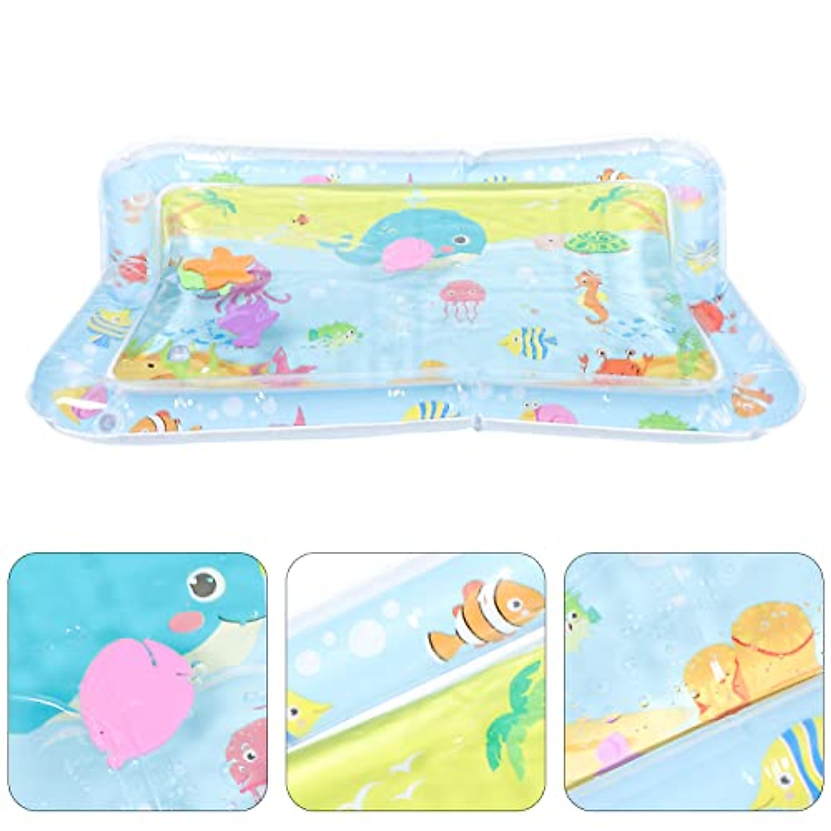 jojofuny ser of 2 Inflatable Tummy Time Water mat Infants Tummy time Toys for Babies 0- 6 Months Tummy time Water mat Water Mat Inflatable