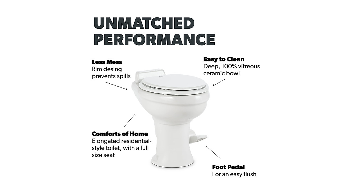 Dometic 320 RV Toilet White – Comfortable, Eco-Friendly Flush