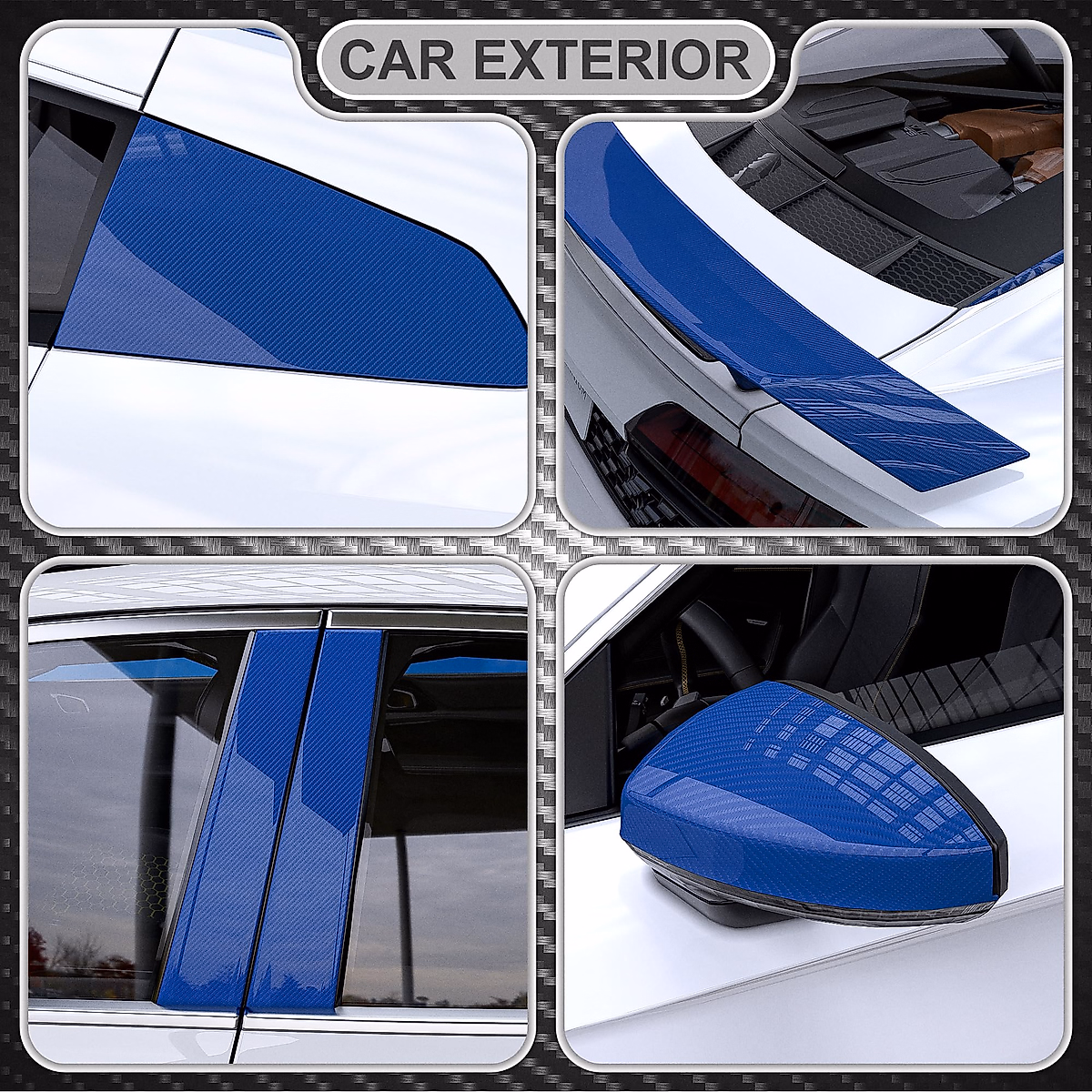 Lypumso 6D Carbon Fiber Vinyl Wrap Roll, Glossy Car Wrap Film Featuring Bubble Free Air Release Technology, Car Moto DIY Interior Exterior Decoration (Carbon Fiber Blue, 1ft x 5ft)