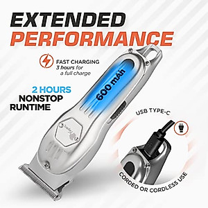 Fagaci Cordless Trimmers for Barbers Extremely Fine Cutting, Close Cut T-Liners Clippers for Men, Edgers T-Blade Trimmer, T-outliner Trimmer, Professional Hair Trimmer, Electric Beard Trimmer for Men