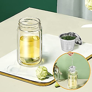 KUFUNG Tea Ball Infuser - Stainless Steel Tea Infusers For Loose Tea With Chain Hook & Saucer - Extra Fine Mesh Tea Strainer For Brew Tea, Spices & Seasonings (L)