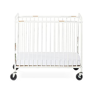 Foundations Chelsea Euro Clearview Metal Evacuation Crib, Compact Mini Size, 3" Commercial Grade Casters, White