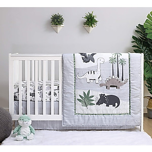 The Peanutshell Dinosaur Crib Bedding Set - 5 Piece Collection - Crib Comforter, Crib Skirt, 3 Fitted Crib Sheets