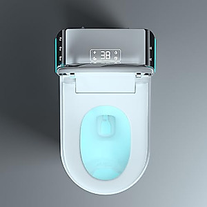 Smart Toilet with Auto Open/Close Lid, Bidet Toilet Pump-assisted, Blackout Flush, Heated Seat, Dual Auto Flush, Warm Water, Foot Sensor Operation, Tankless Elongated Toilets with LED Display
