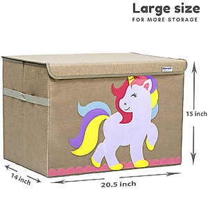 Hurricane Tots Large Toy Chest. Canvas Soft Fabric Children Toy Storage Bin Basket with Flip-top Lid. Collapsible Gray Toy Box for Kids, Boys, Girls, Toddler and Baby Nursery Room