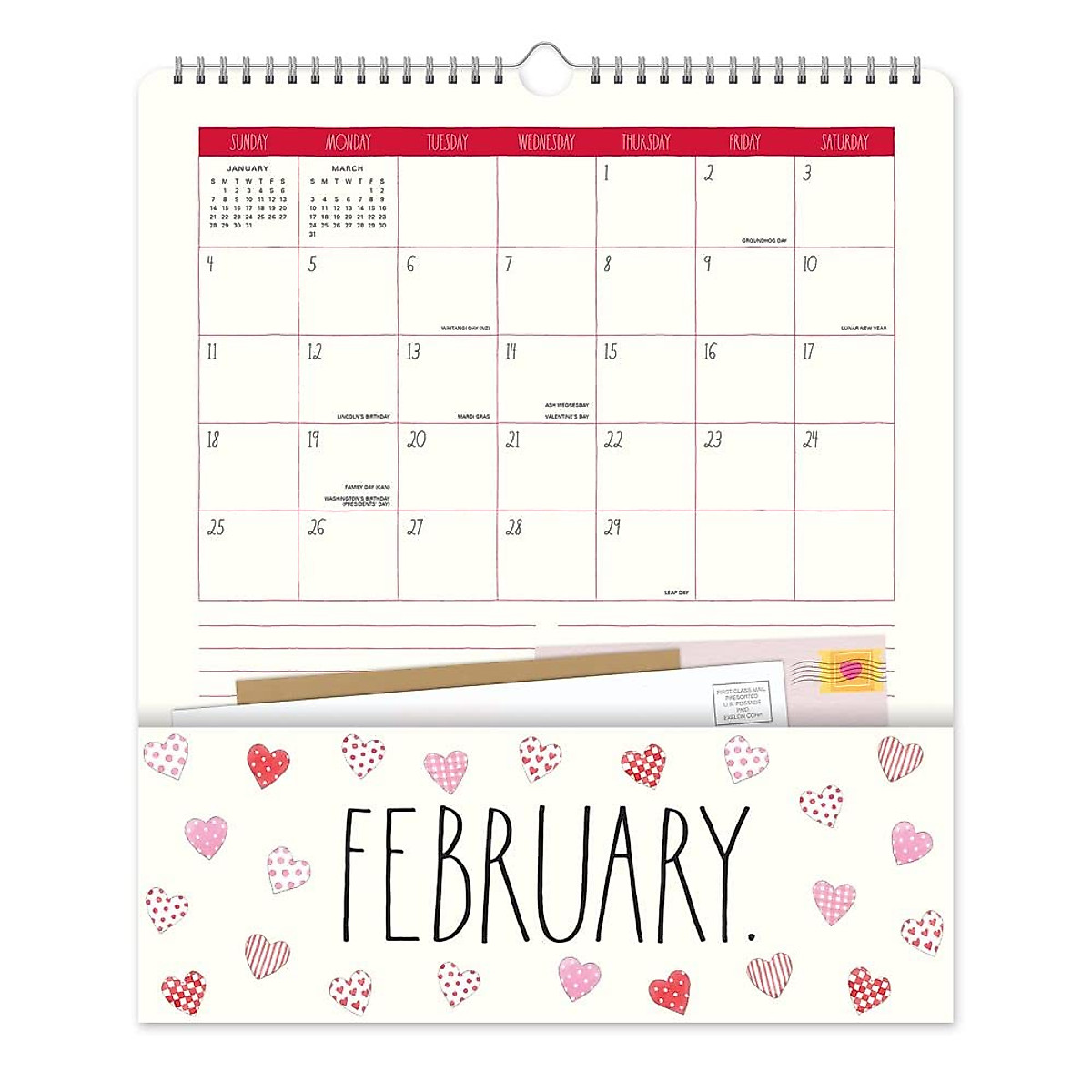 Orange Circle Studio Rae Dunn Pockets Plus Wall Calendar 2024, Large Monthly Planner with Hanging Hook for Home Office, Classroom, School, Family Calendar, Easy Planning and Organizing