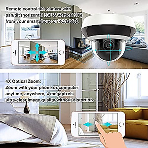 Anpviz 4.0MP(2560x1440) POE IP PTZ Dome Camera Compatible with Hikvision ,4X Optical, 16X Digital Zoom, H.265+ Outdoor Security Camera, Alarm, Pan/Tilt, SD Card Slot