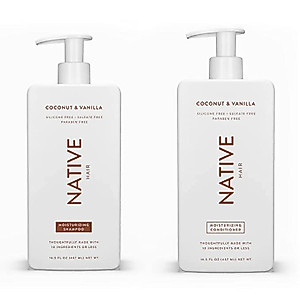 Native Shampoo and Conditioner Set | Sulfate Free, Paraben Free, Dye Free, with Naturally Derived Clean Ingredients| 16.5 oz (Coconut & Vanilla, Moisturizing) Pack