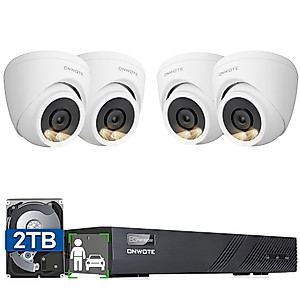 ONWOTE Wired 4K NVR PoE Security Camera System, Human Vehicle Detection Tigger Color Night Vision, 4 * 6MP Outdoor 122° Wide Angle IP Cameras Audio, 8 Channel 8MP NVR 2TB, CCTV Home Surveillance Kit