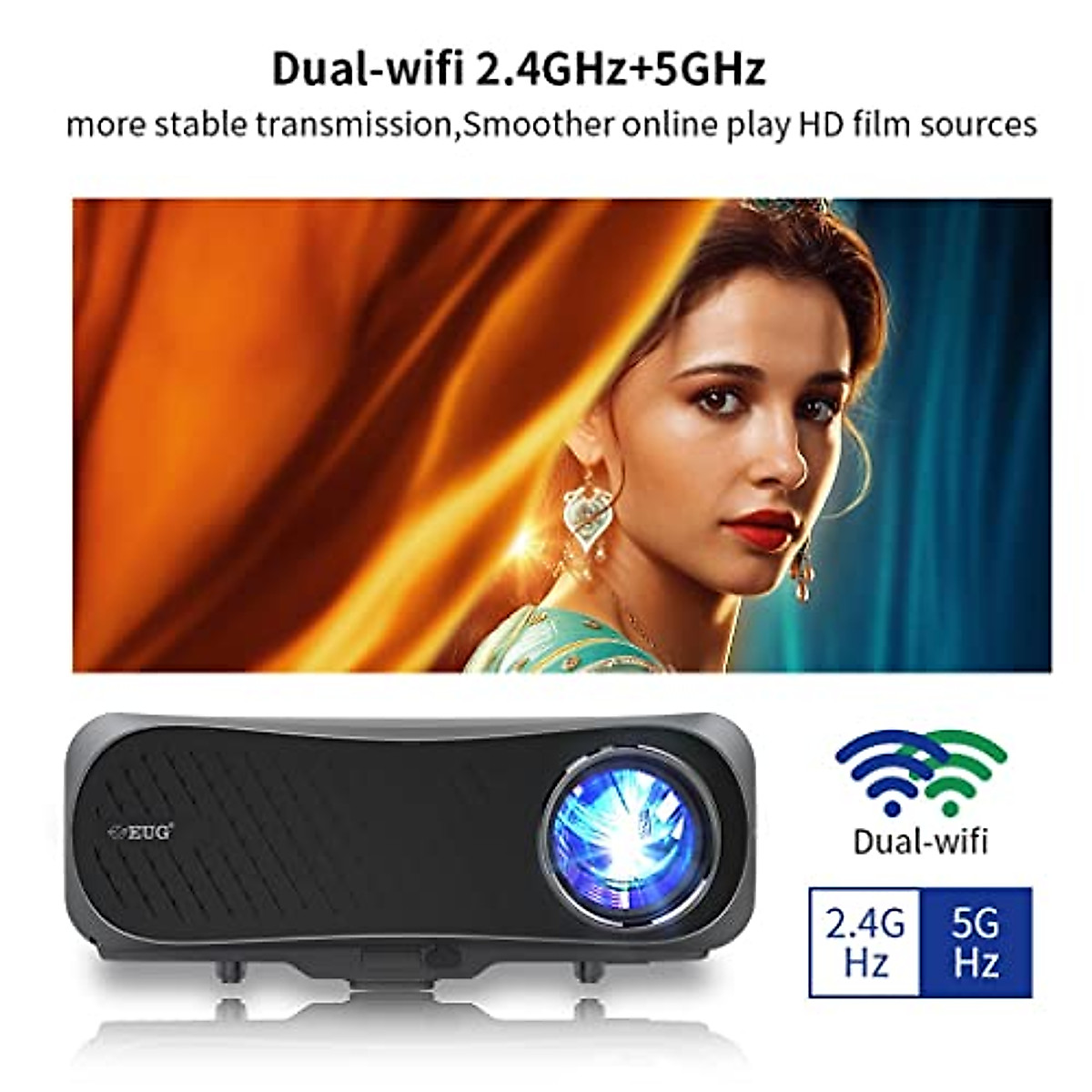 CXDTBH Home Projector Led Home Theater Beamer System Full 1080p Native Resolution 10000:1 Contrast Ratio 900dab Projector ( Color : D )
