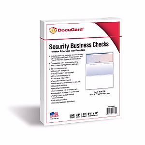DocuGard Blue/Red Prismatic Top Check, 8.5 x 11 Inches, 24 lb, 500 Sheets, 1 Check Per Sheet (04532)