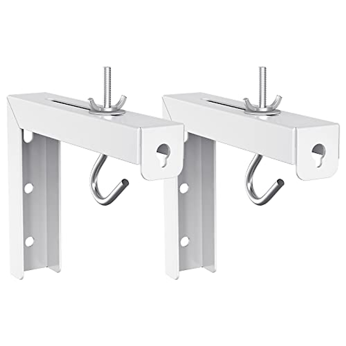 WALI Universal Projector Screen Ceiling Mount, Wall Hanging Mount L-Brackets, 6 inch Adjustable Extension with Hook Kit, Perfect Projector Screen Placement Hold up to 66 lbs (PSM001-W), White
