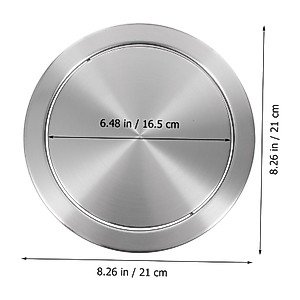 Hohopeti Flush Trash can Cover 8 inch Wide Trash can Kitchen Garbage can Garbage bin auto Trash can Metal Trash bin Recessed Counter Top Cover 430 Stainless Steel Wastebasket Clamshell Mini
