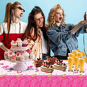 Western Cowgirl Party Supplies, Let's Go Girls Cowgirl Theme Tableware Set Including Tablecloth, Paper, Plates, Napkins, Forks for Western Disco Bachelorette Party Decorations Supplies - Serves 16