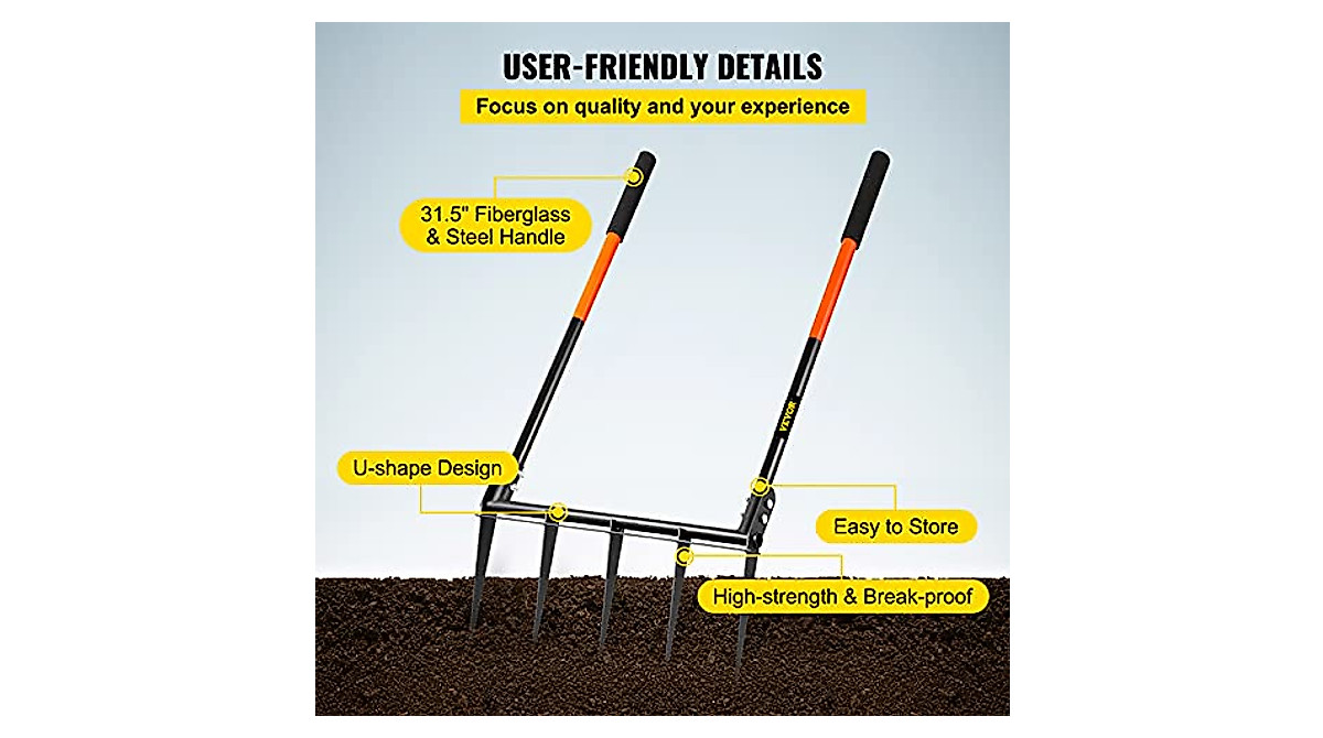 VEVOR Broad Fork Tool for Easy Aerating & Cultivating