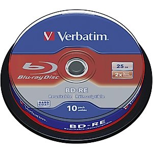Verbatim BD-RE 25GB 2X with Branded Surface - 10pk Spindle,White