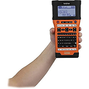 Brother PT-E500 Industrial Handheld Labeling Tool, Orange - USB Connectivity - 1.2" per Second Print Speed, up to 24mm Tape Size, 180 dpi, Auto Cut Label Printer with Carrying Case, Cbmoun