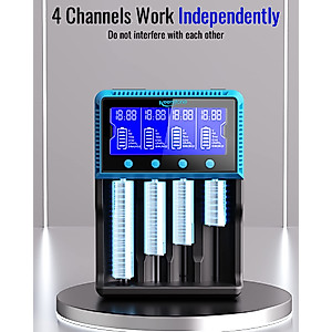 18650 Battery Charger, Keenstone Smart Universal Charger LCD Display for Rechargeable Batteries Ni-MH Ni-Cd AA AAA Li-ion LiFePO4 IMR 10440 14500 16340 RCR123A 26650