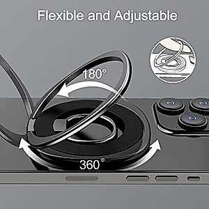 StarBakeSi Magnetic Phone Ring Holder, Compatible with Magsafe Phone Grip and Stand 3 in 1, Phone Holder for Hand, 180° Adjustable Phone Kickstand for iPhone 14 Pro Max, iPhone 14/13 / 12 Series