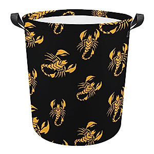 Emperor Scorpion Foldable Laundry Basket Waterproof Hamper Storage Bin Bag with Handle 16.5"x 16.5"x 17"