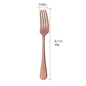 MINGYU Dinner Forks Stainless Steel Set of 12 - Rose Gold 8 Inches Food Grade Titanium Fork Silverware Set Salad Forks Flatware Sets Dishwasher Safe for Home Kitchen Restaurant