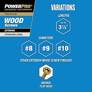 Power Pro Premium 305 Stainless Steel Wood Screws (#9 x 2") - 5lb Box