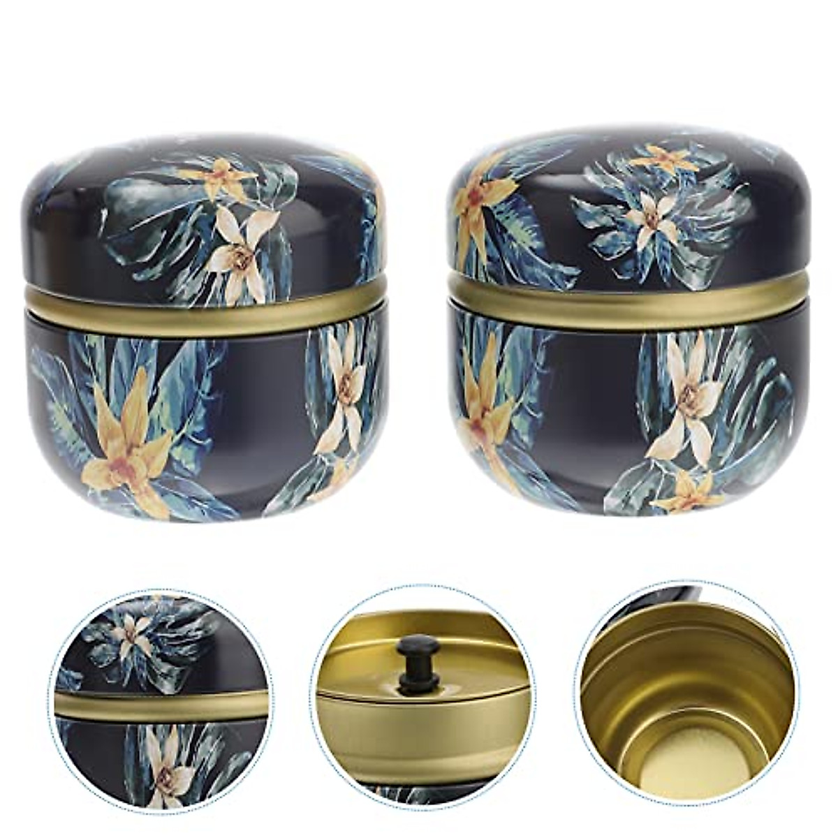 HEMOTON Tea Storage 2pcs tea pot wrought iron tea canister metal tin can Tea Bag Holder