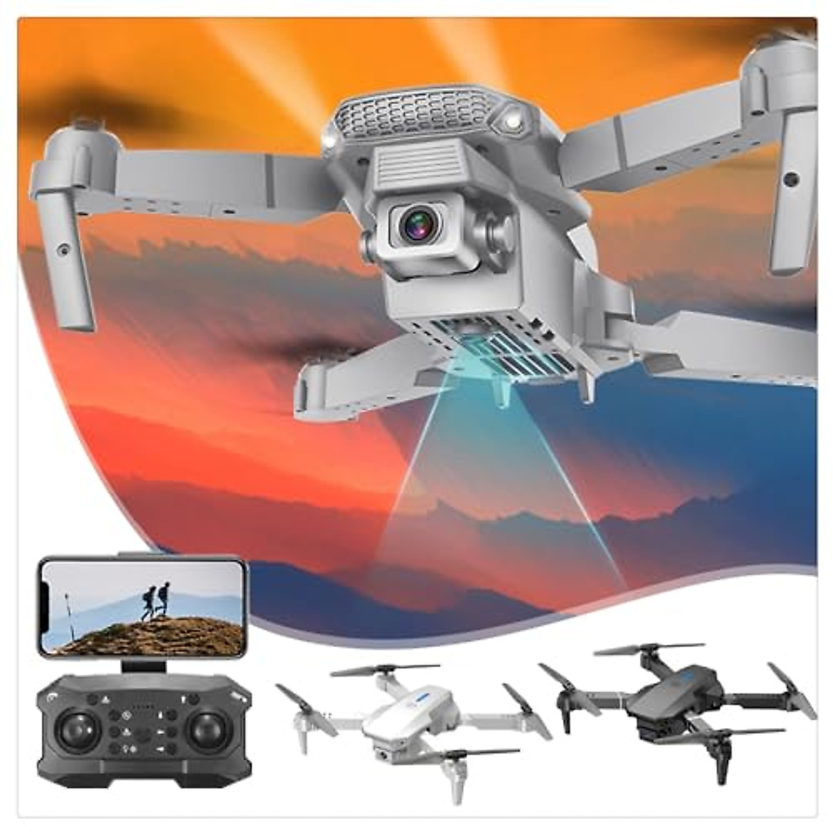 Drone With Dual 1080P HD FPV Camera 𝗥𝗲𝗺𝗼𝘁𝗲 𝗖𝗼𝗻𝘁𝗿𝗼𝗹 Altitude Hold Headless Mode Start Speed Adjustment Foldable Drone Trajectory Flight