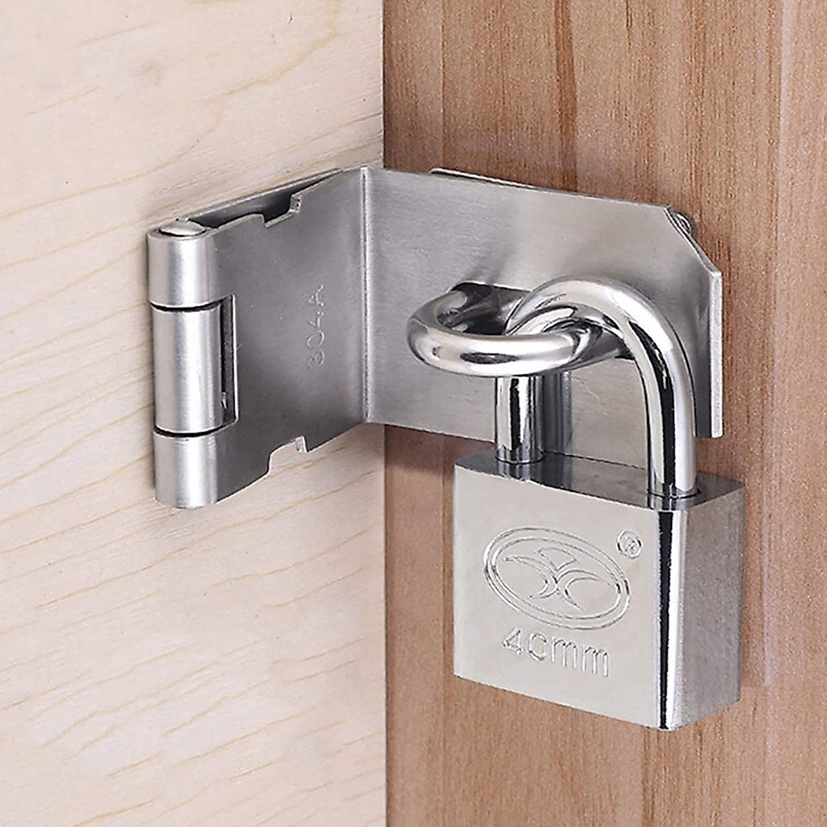 HOWDIA 4 Inch Door Hasp Latch 90 Degree, Stainless Steel Safety Right Angle Padlock Hasp Locking Latch Security Door Clasp Hasp Lock Latch for Push/Sliding/Barn Door, 2mm Thick, Brushed Silver