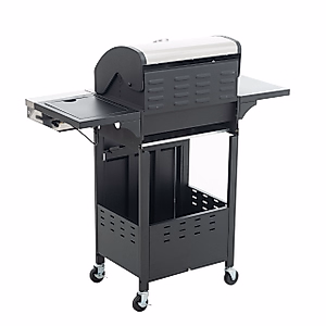 Propane Grill with Side Burner and Temperature Gauge - Stainless Steel Gas Grill with 3 Heads and 430 Thickness - Outdoor Cooking Grill with Electronic Ignition System and Cast Iron Cooking Grids