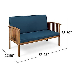 Christopher Knight Home Grace Outdoor Acacia Wood Loveseat, Brown Patina an Dark Teal