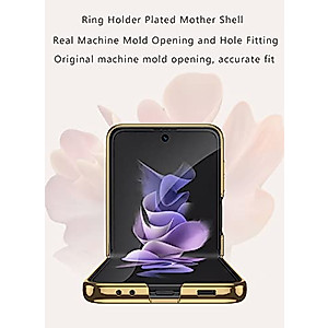 SHIEID Samsung Z Flip 4 Case, Z Flip 4 Case with Ring Phone Case, Electroplating Color Painting Tempered Glass Protective Cover for Samsung Galaxy Z Flip 4 5G, Rhombus Yellow