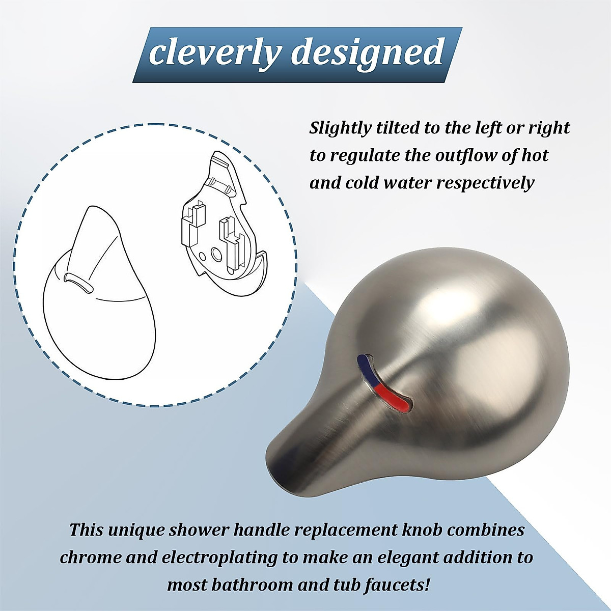 LEDBarz RP28595SS Shower Knob Replacement with Cover for Delta Shower Faucet Handle,Shower Temperature Knob,Stainless Steel Color