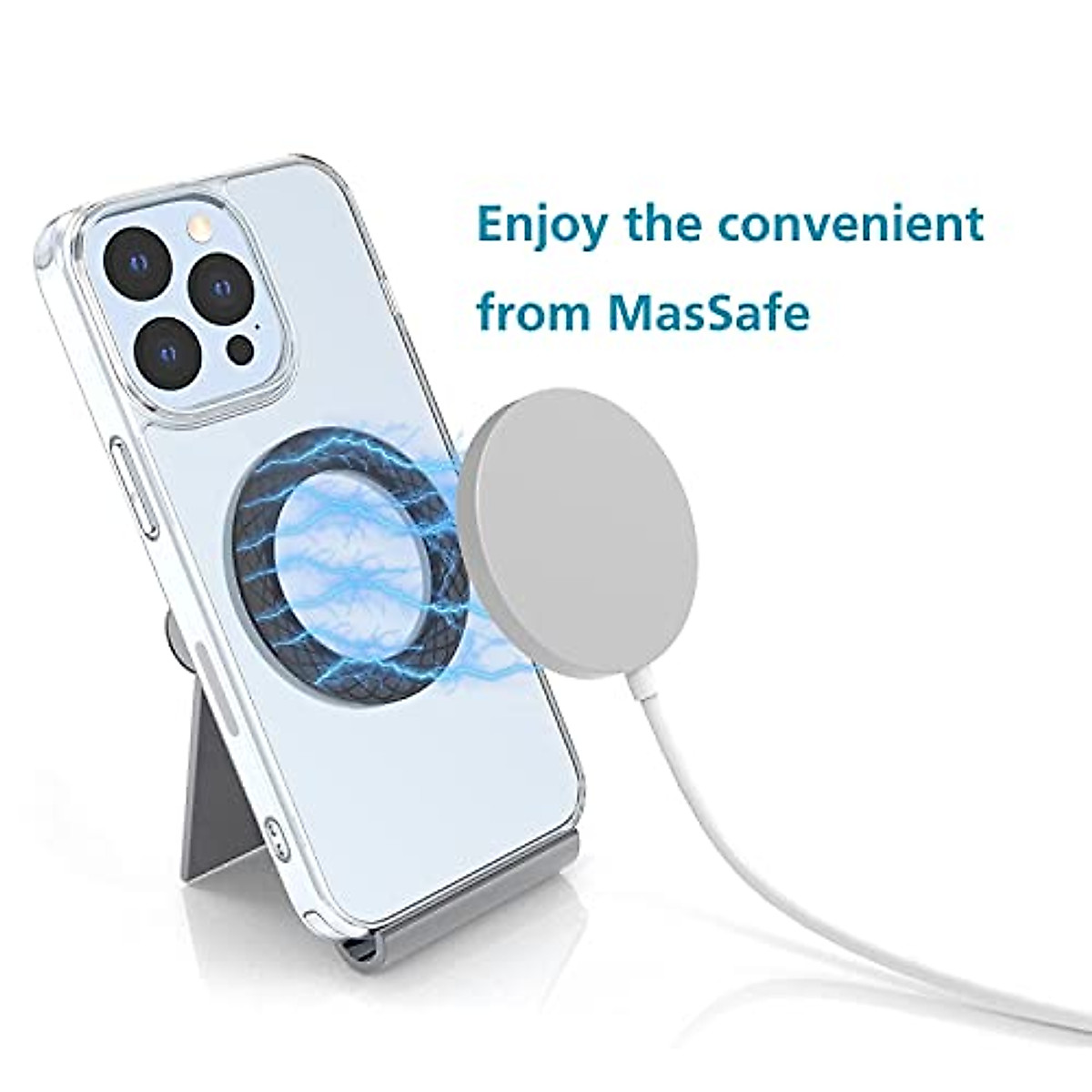 Universal Magnetic Ring, Magnetic Wireless Charging Conversion Kit,Magnetic Wireless Charger Universal Metal Rings Compatible with iPhone 13/13 Pro/13 mini/13 Pro Max/12, Galaxy S21 etc(Black - 2pcs)