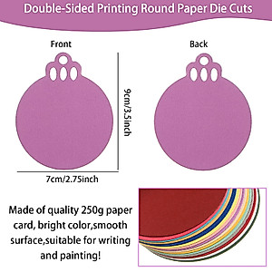 300 Pieces Round Bauble Hanging Gift Tags Blank Christmas Tree Labels Multicolor Round Gift Tags 2.7‘’ x 3.5" Round Bauble Hanging Cutout Ornament for DIY Crafts Xmas Holiday Party Decor,15 Colors