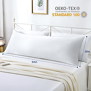 YUGYVOB Cooling Body Pillow for Adults- Satin Stripe Full Body Pillow Long Pillow Insert, Pregnancy Pillows for Sleeping, Fluffy & Firm, 20x54 Inch