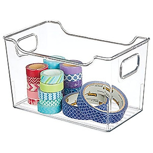 mDesign Deep Plastic Storage Organizer Bin, Craft Room Organization for Classroom, Studio, Shelves, and Closet - Storage for Sewing, Art Supplies, Yarn, and Tools - Ligne Collection - 8 Pack - Clear
