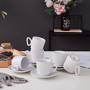 Bruntmor Christmas Gift Choice: Espresso Cups And Saucers Set Of 4. Small 4 Ounce Stackable Espresso Cups With Rack. Stacking Espresso Coffee Cup Of 4. Matte Black/Colored Interior, 4 Oz