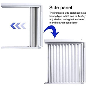 tangchen Window Air Conditioner Side Panels with Frame, Room AC Accordion Filler Curtain Kit Replacement, Adjustable Insulation AC Side Panel for Preventing Heat Noise