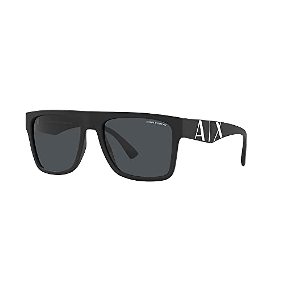 A|X ARMANI EXCHANGE Men's AX4113S Rectangular Sunglasses, Matte Black/Dark Grey, 55 mm