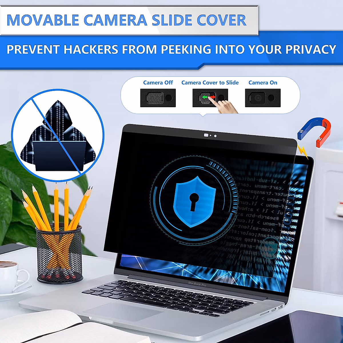 ZOEGAA Privacy Screen MacBook Air 13 Inch (2010-2017), Magnetic Removable Screen Filters Anti-Peeping, Anti Blue Light and Anti Glare Privacy Screen for Macbook Air 13 inch Model (A1369, A1466)