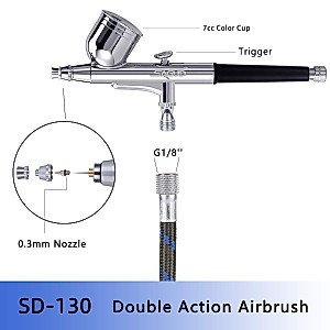 SAGUD Professional Mini Airbrush Kit with Portable Compressor - Perfect for Painting, Hobby, Craft, Model - Dual-Action Gravity Feed Air Brush Gun with Airbrush Cleaning Kit