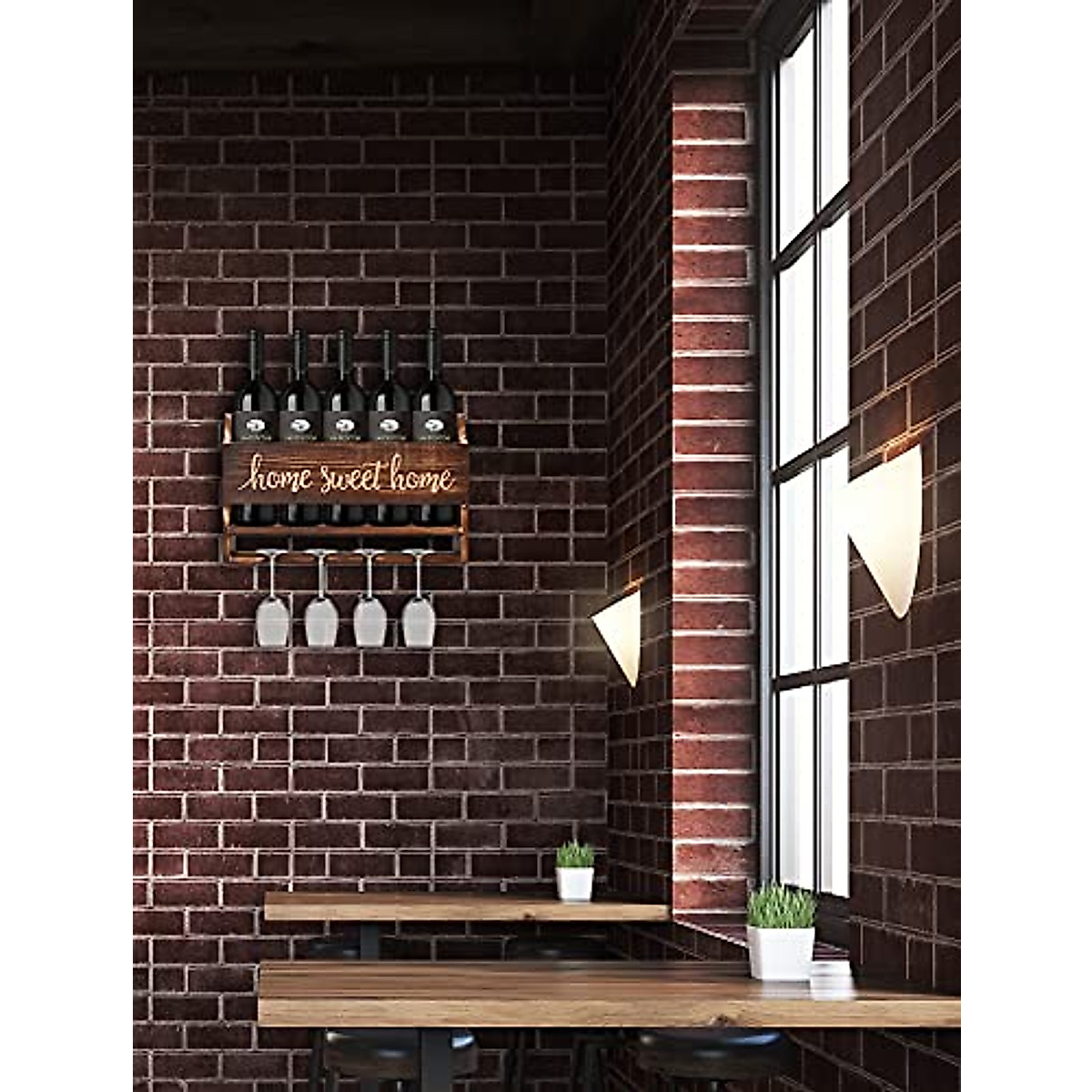 Housewarming Gift New Home Gifts for Home, House Warming Gifts New Home, Wood Wine Rack Wall Mounted Gifts for Women Wine Lover,Wine Bottle Holder with Wine Glass Rack,Home Sweet Home Wall Decor