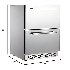 Garvee 24 inch wide drawer refrigerator, built-in wine, and beverage refrigerator under the counter, weatherproof, Anti-fingerprint, indoor and outdoor refrigerators, all-stainless steel cooler