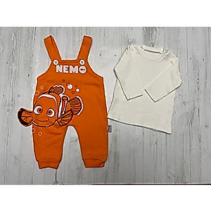Finding Nemo Cotton Baby Overall/Romper With Long Sleeve Tshirt For Newborns & Infants & Toddlers – 2 PIECES - Unisex