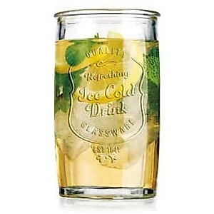 Glaver's Drinking Glasses Set of 4, Vintage Italian Style – Elegant 20 Oz Clear Tumbler Glassware Set– Genuine Artisan-Made for, Refreshing Drinks, Beverages, Cocktails.